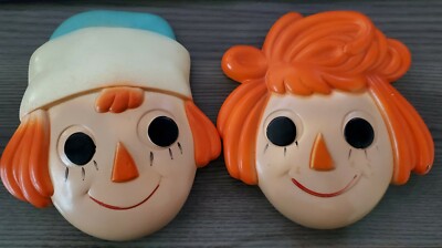 Vintage Raggedy Ann and Andy Chalk Ware Faces Wall Decor | eBay