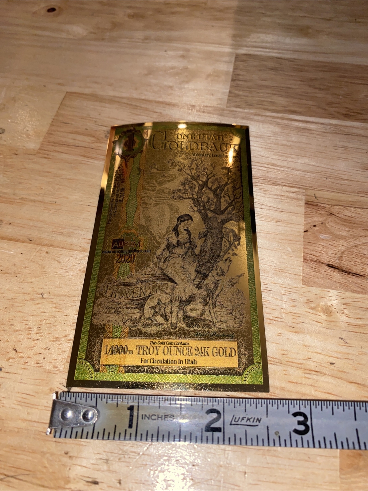 Utah Goldback 1/1000th Gold Troy Ounce Oz. Aurum Collector Currency AU ...