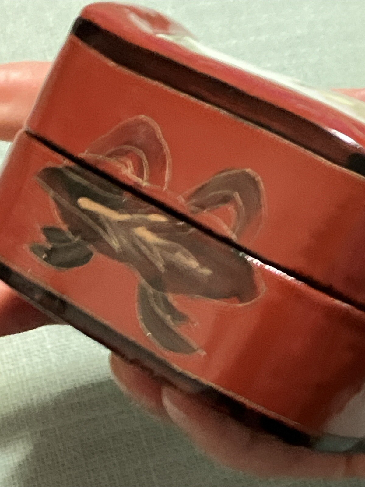 Antique Japanese Red Lacquer Ware Box Small Jewelry Box Gold Bird In ...