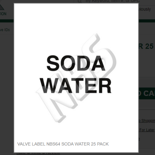 VALVE LABEL NBS64 SODA WATER 25 PACK # VI05643196 | eBay