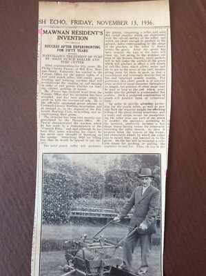 V1f Ephemera 1936 Article Mawnan Philip Pascoe Punch Roller Invention ...