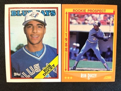 MLB - Rob Ducey 1988 Topps & 1988 Score Baseball Rookie Prospect - Blue ...