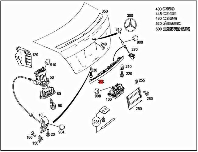 MERCEDES C300 C250 Trunk Handle Lid Trim 2047400793 for sale online | eBay