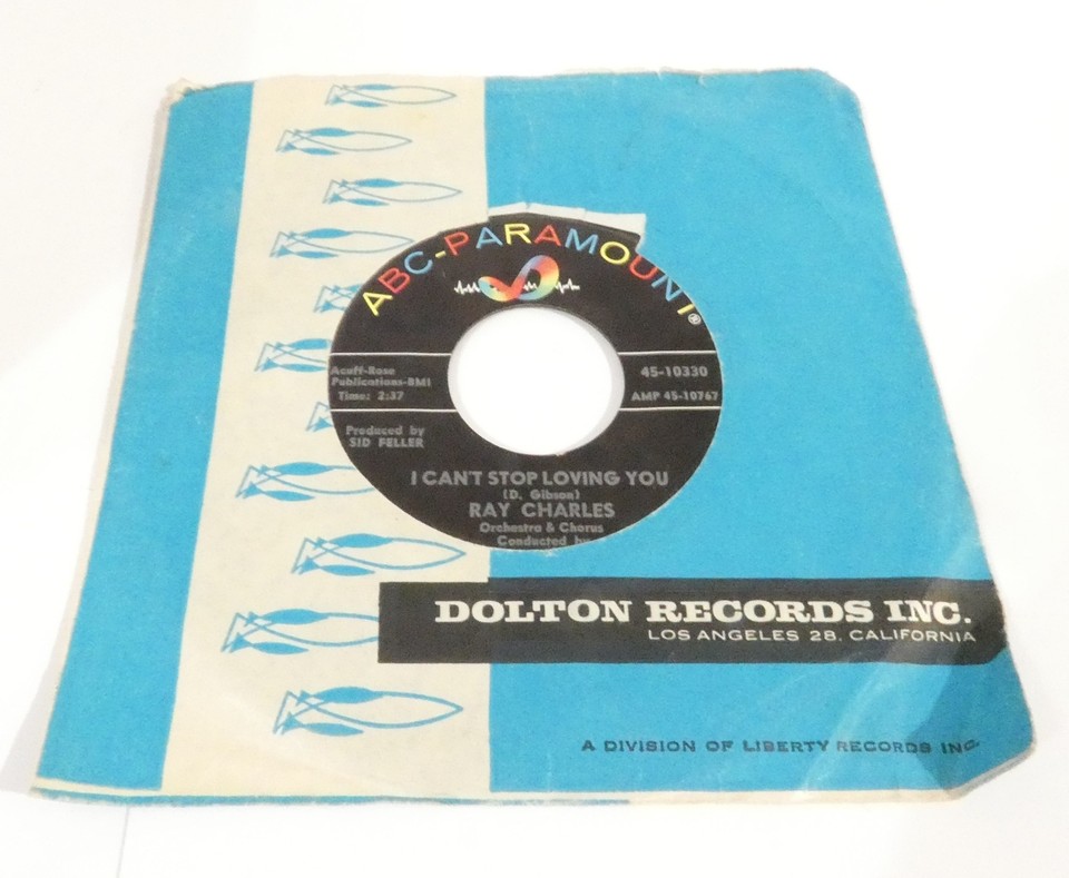 RAY CHARLES ABC-PARAMOUNT RECORDS 45RPM I CAN'T STOP LOVING YOU & BORN ...