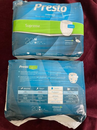 40 Presto Supreme Classic Protective Underwear Medium 32" - 44" Maximum ...