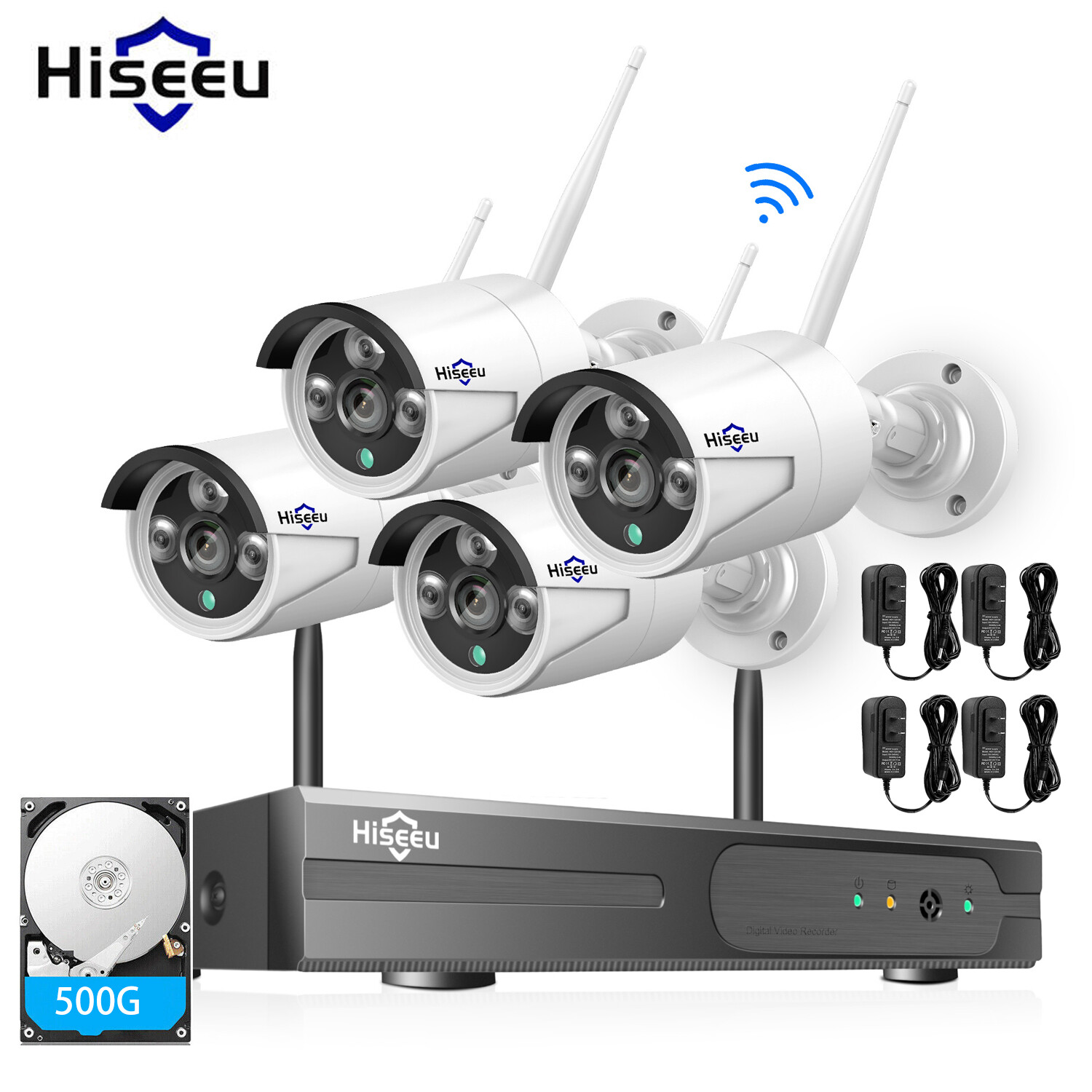 Hiseeu 10CH 2K 1080P Wireless Security Camera System WIFI CCTV Audio ...