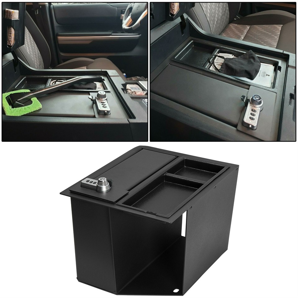 For TOYOTA Tundra 14-2020 2021 Center Console Safe GUN Storage Lock Box ...