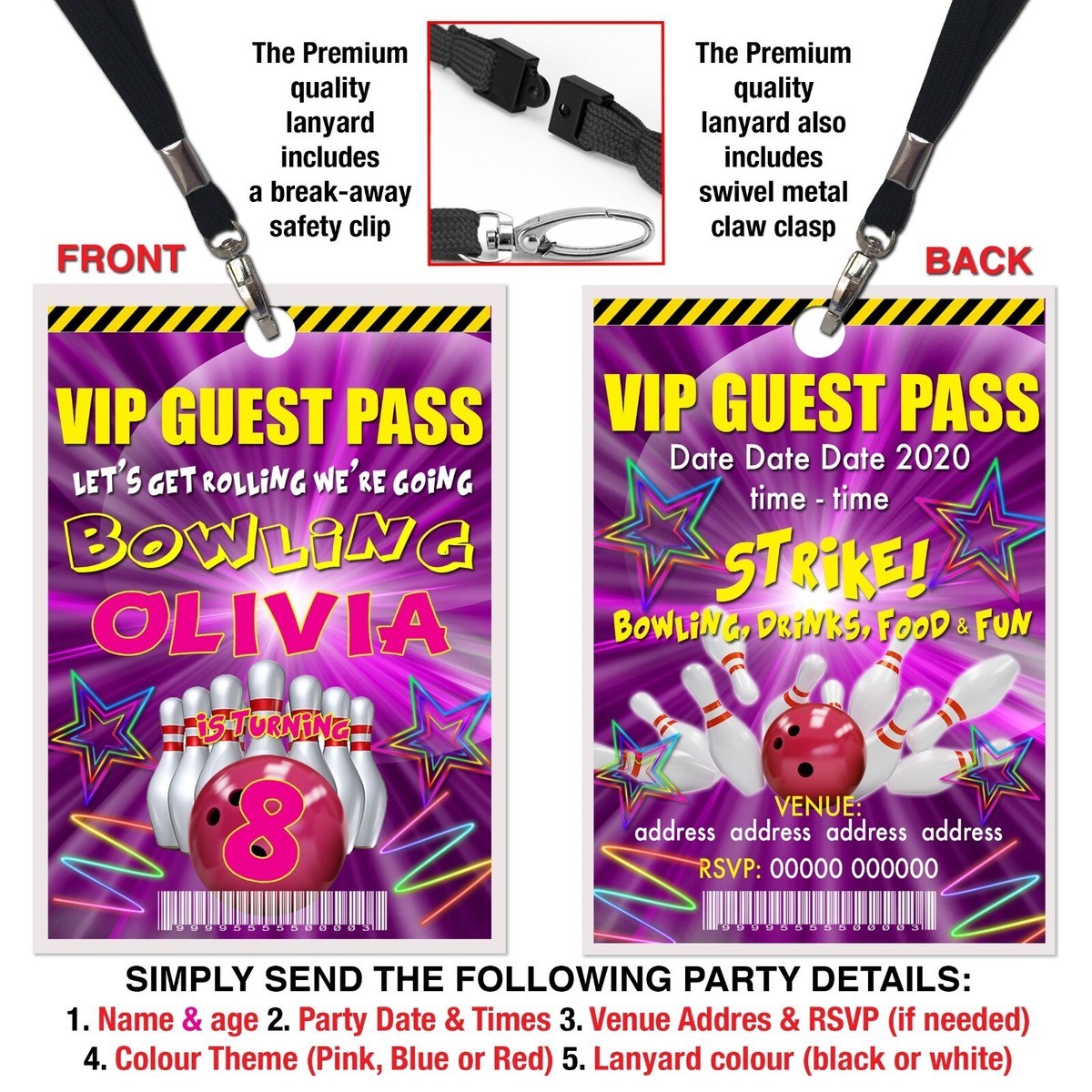 Vip Pass Invitation With Lanyard VIP Lanyard Pass Place Names And