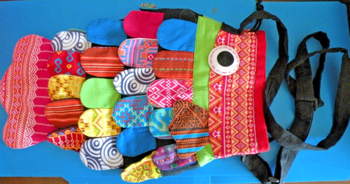 Fish Nautical Purse Cross Body Bag Fabric Cloth quilt Satchel colorful ...