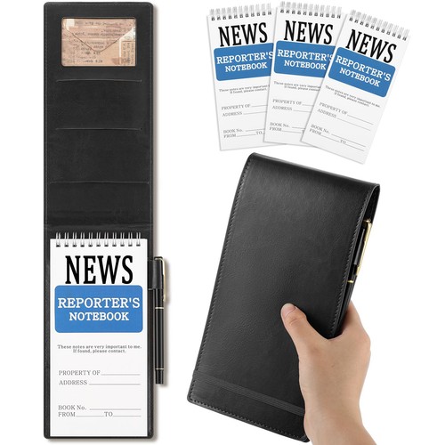 3 Pcs Reporters Notebook with PU Leather Cover 4 x 8 Steno Pocket ...