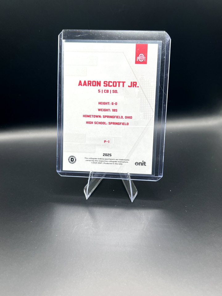 Ohio State Buckeyes 2025 Onit Football Aaron Scott Jr. Red Bubble 18/25 ...