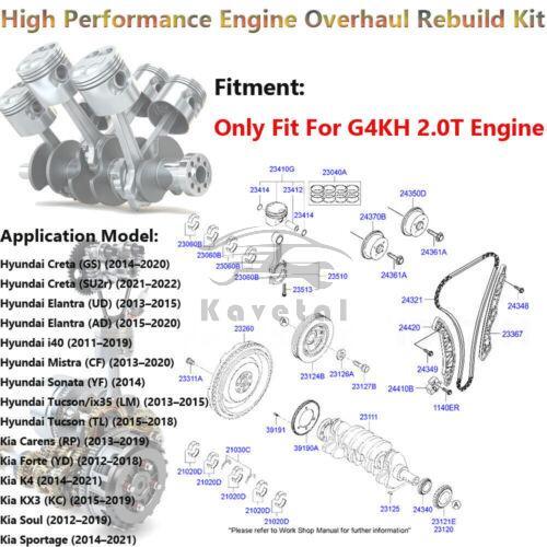 G4KH 2.0L Engine Overhaul Rebuilding Kit w/ Crankshaft Con Rods For ...
