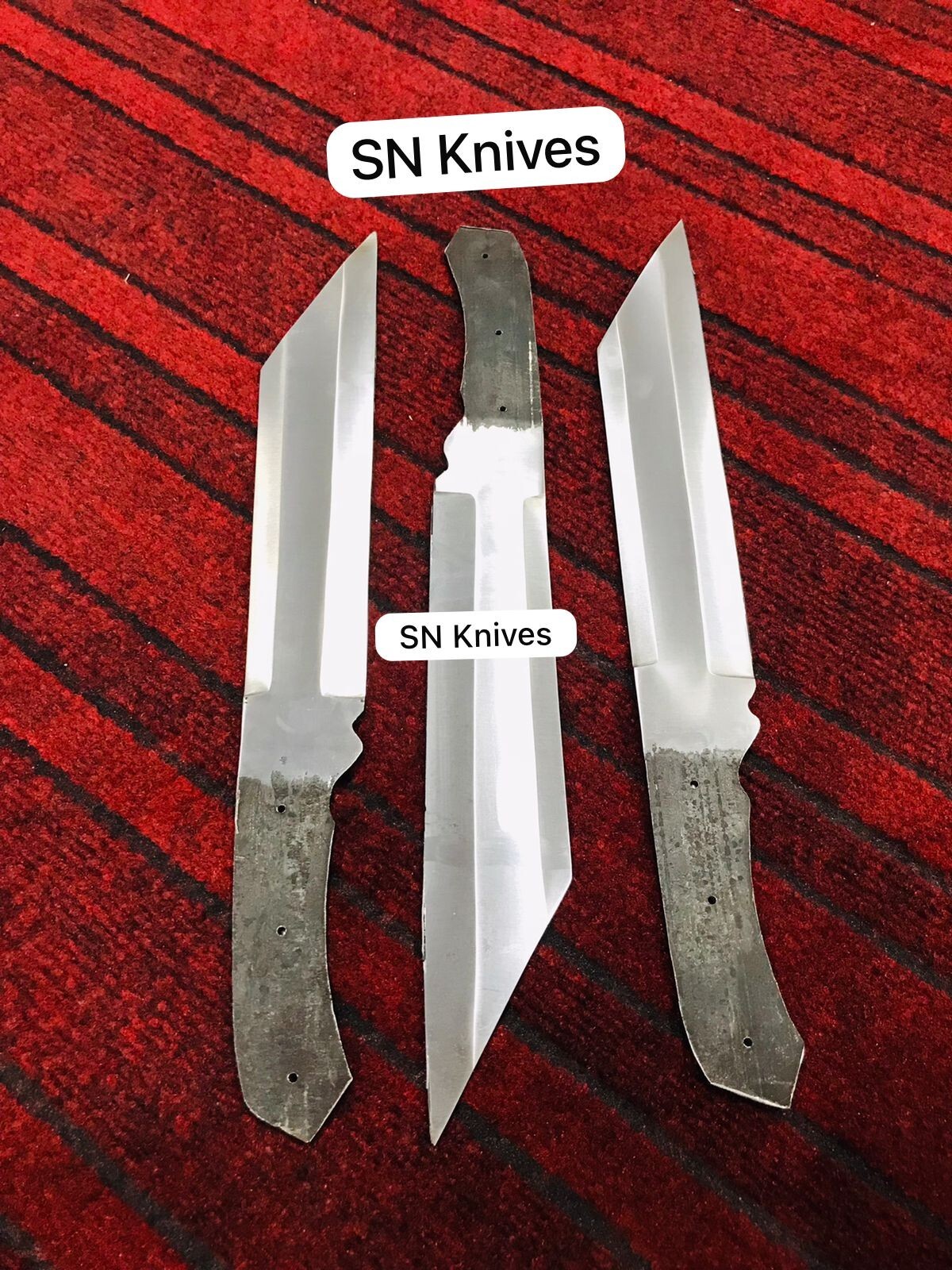 LOT OF 3-CUSTOM HANDMADE D2 TOOL STEEL HUNTING SEAX KNIFE SURVIVAL ...