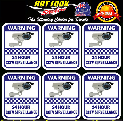 CCTV SECURITY CAMERA WARNING Decal Sticker X6 Safety Holiday Home Shop ...