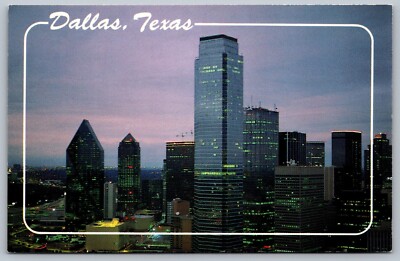 Dallas Texas At Dusk Big D Downtown Skyline Vintage View Postcard K6 | eBay