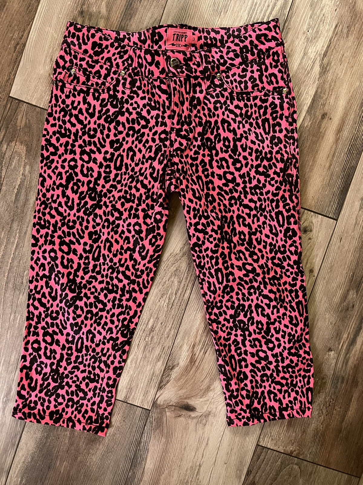TRIPP NYC HOT PINK LEOPARD CAPRI PANTS NEW OFFICIAL RARE VINTAGE PUNK ...