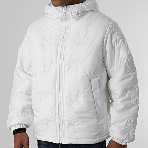 adidas Originals padded jacket with embroidered trefoils in white | eBay
