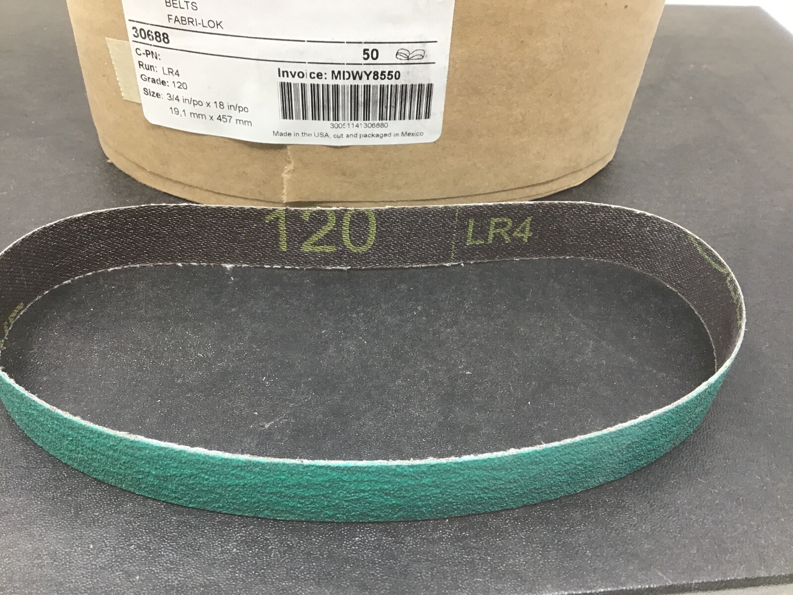 50 New 3M 30688 577F 3/4"X18" 120 Grit Cloth Sandpaper Belt Dynabrade ...