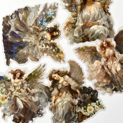 White Angel Holographic Stickers Scrapbooking Planner Journal Card ...