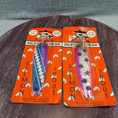 Wolverine Silver Streak Salmon & Trout Fishing Spoons Plated Glows Set ...