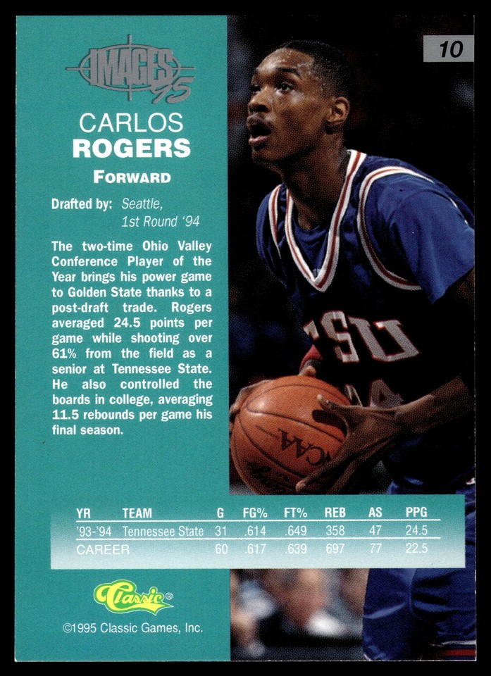 Carlos Rogers 1995 Classic Images Rookie Card #10 | eBay