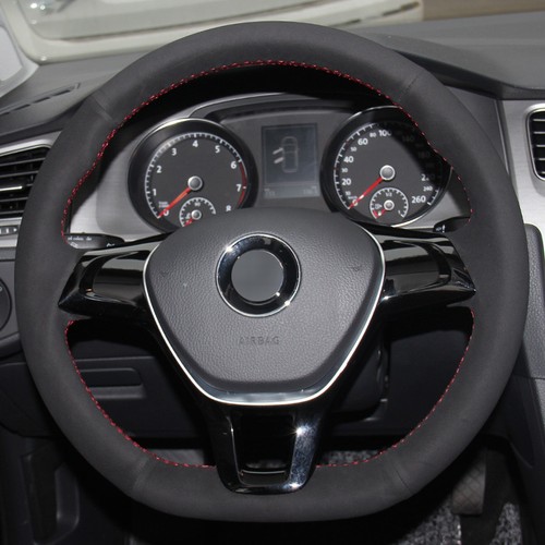 DIY Steering Wheel Cover Black Seude Hand Sewing For VW Golf 7 Polo ...