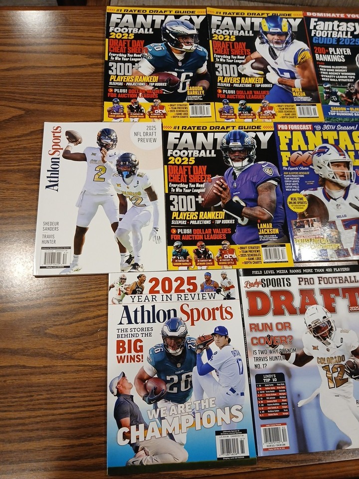 Lot of 13 Football Magazines Athlon Sport Linda's Pro Forecast Fantasy ...