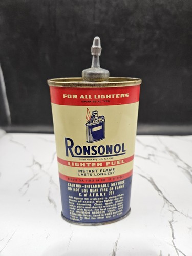Ronsonol Lighter Fuel Lead Top Round 4oz Empty Fluid Oil Can Tin ...