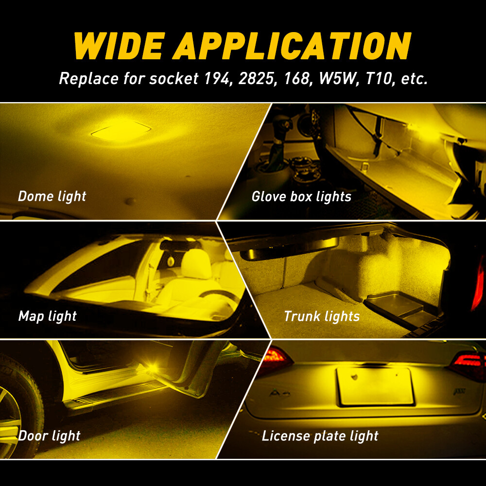 2x 12V T10 194 168 White LED Car Interior Side Light Wedge Bulbs ...