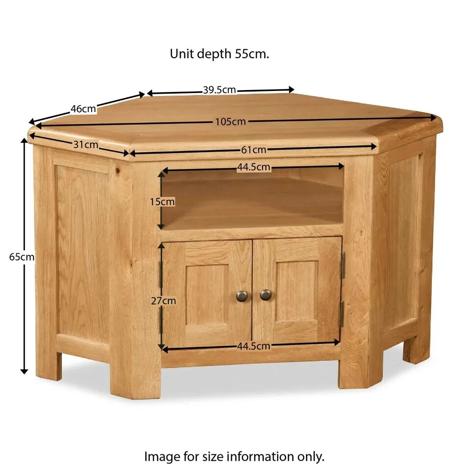 Rustic Oak Corner TV Stand Unit Cabinet Cupboard Zelah Solid Wood ...