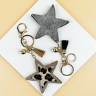 Star Shaped Keychain with Clip Snap Hook, Rhinestone Keychain, Leopard ...