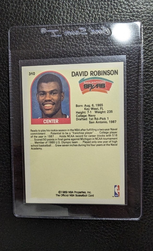 1989 HOOPS #310 DAVID ROBINSON ROOKIE CARD RC HOF SAN ANTONIO SPURS HOF ...