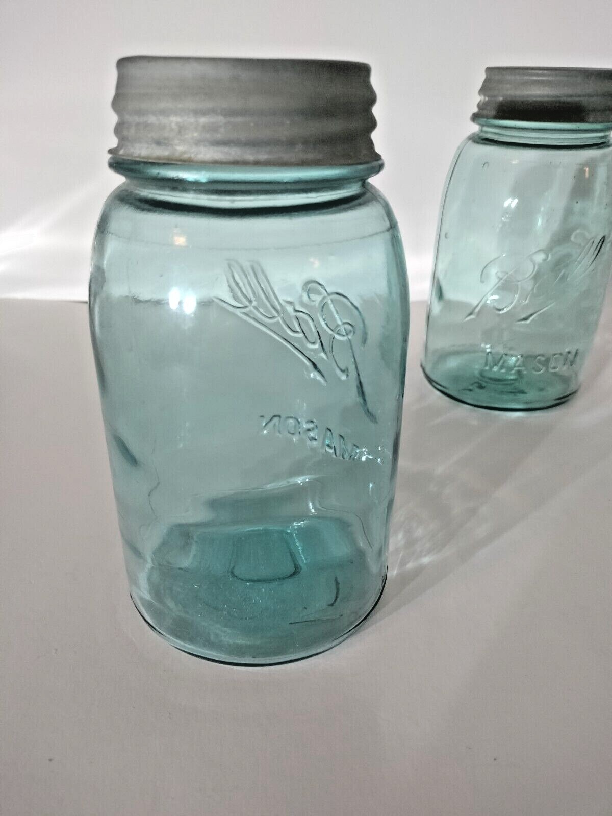 2 - Ball Underlined Mason Blue Quart Jars w/ Zinc Lids | eBay