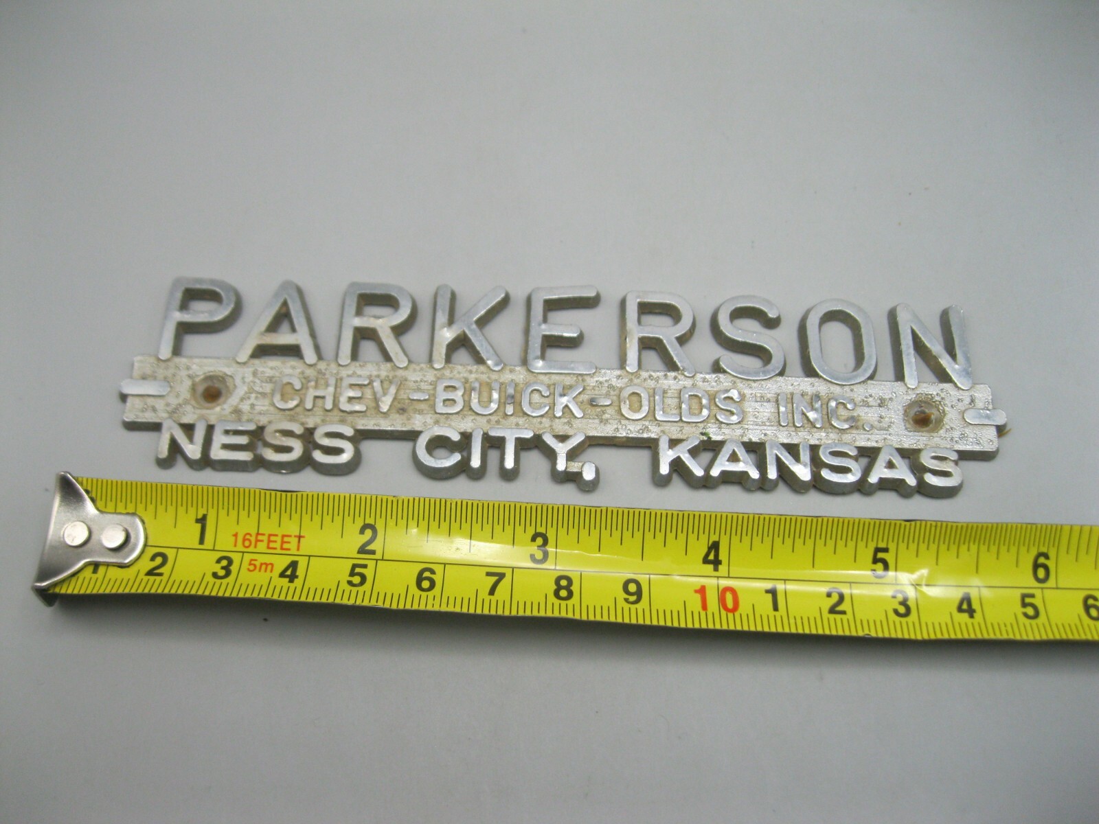 Vintage Metal Dealer / Dealership Badge / Emblem Parkerson Chev-Buick ...