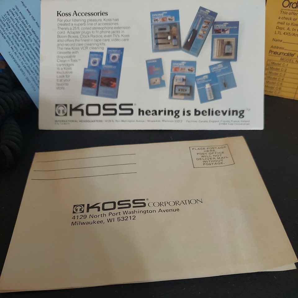 Vintage Koss K/6 XLC Stereophone Headset Headphone w/ Box | eBay