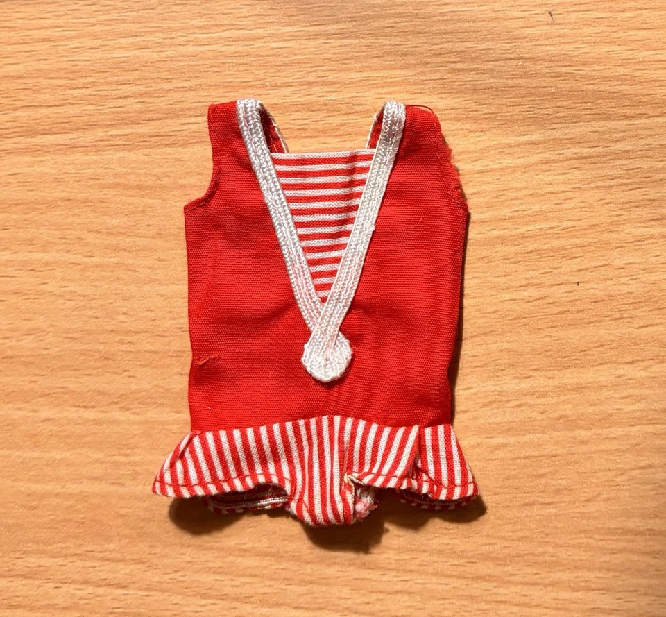 60s Skipper Doll #950 Orig. Red Stripes Swimsuit & 2 #1140 Suits w ...
