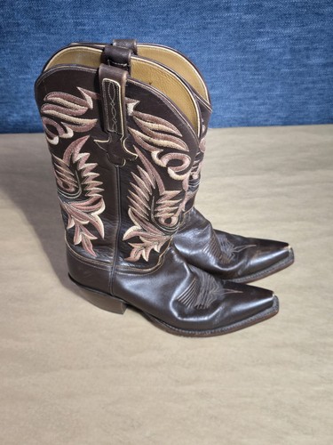 Lucchese Goat Snip Toe Western Boots Size 7.5 Floral Vintage Leather ...