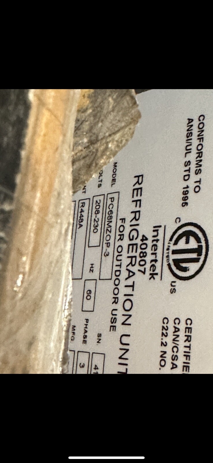 Kolpak Manitowoc PC68MZOP-3 3/4 HP Refrigeration Condensing Unit | eBay