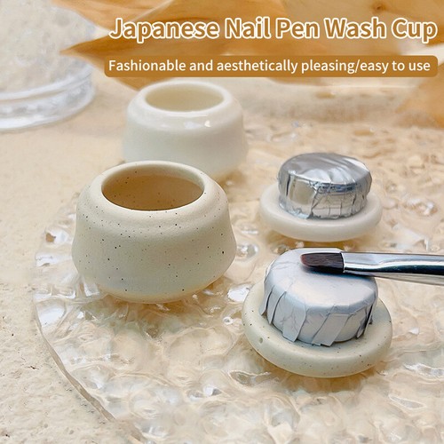 Ceramics Cup Lid Seal Nail Art Dish Cup Nail Brush Cleaning Liquid ...