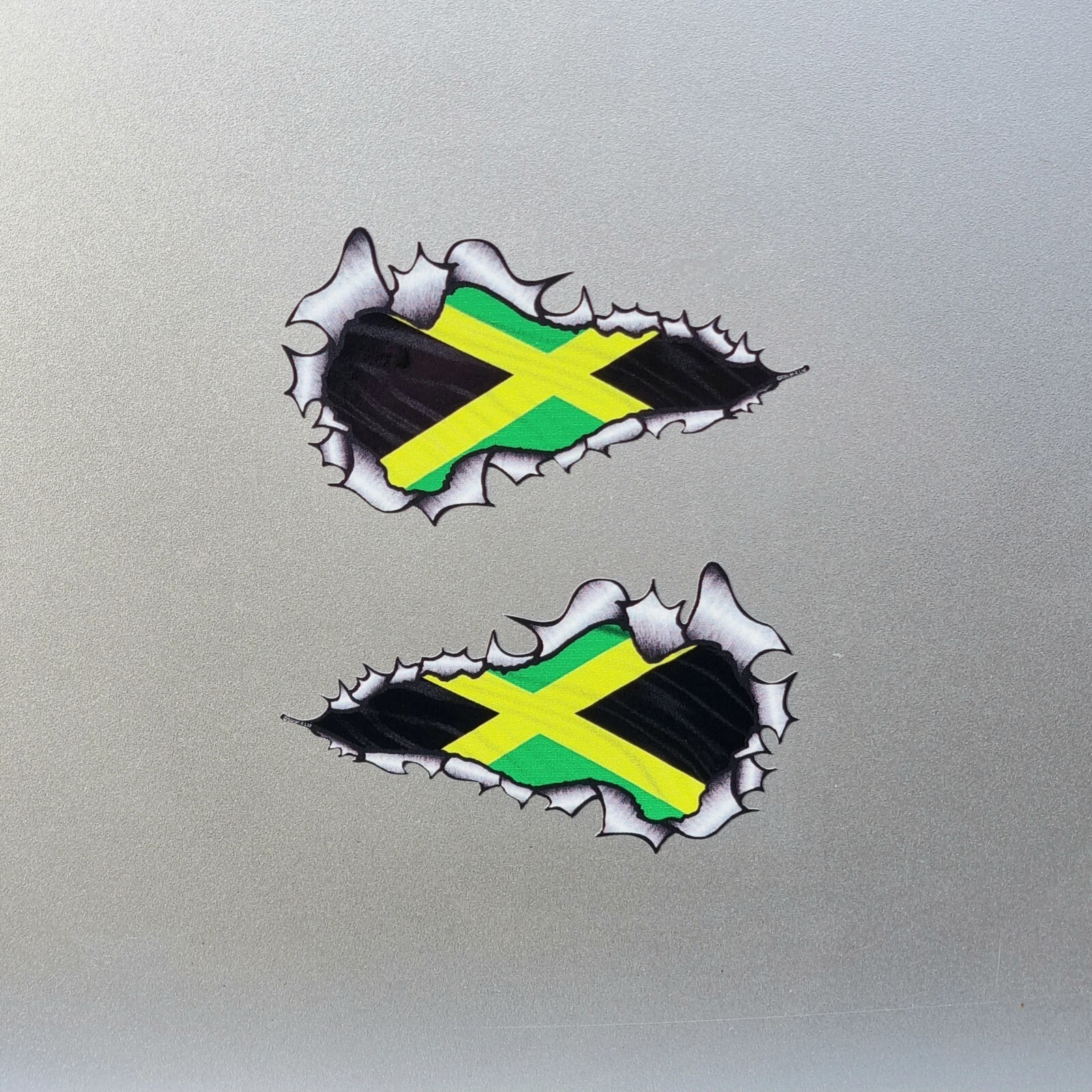 2x Jamaica Jamaican Flag Long Ripped Metal Vinyl Sticker Decal For Car ...