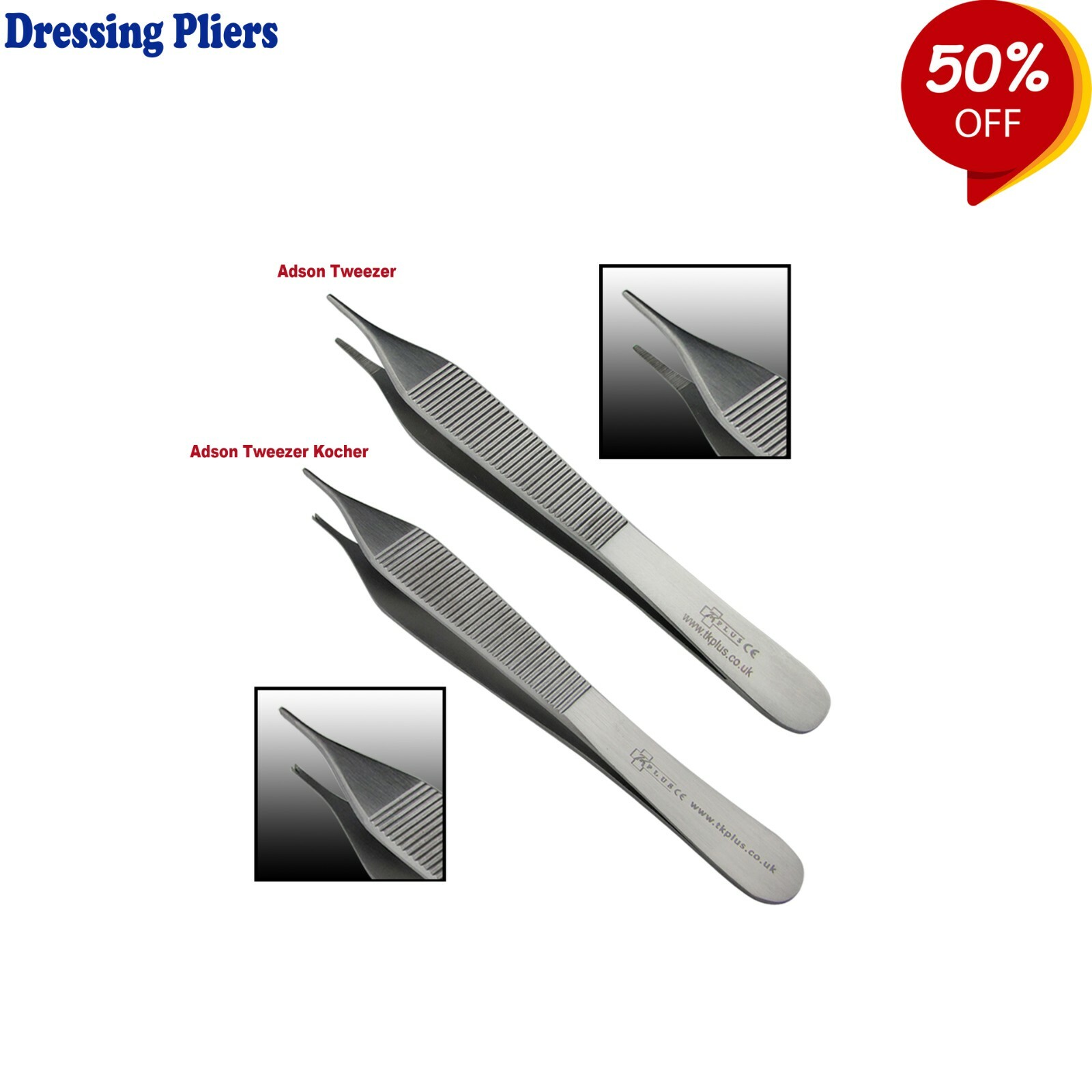 Quirúrgica Pinzas para cirugía Adson Tissue Pliers, Cotton & Dressing ...