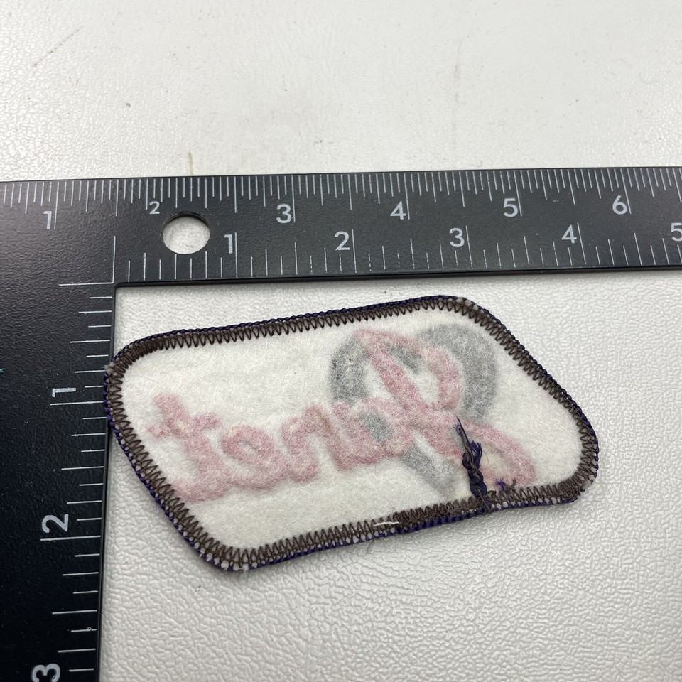 Vintage Retro Fancy Black Heart Name JANET Patch (Cursive Pink Letter ...