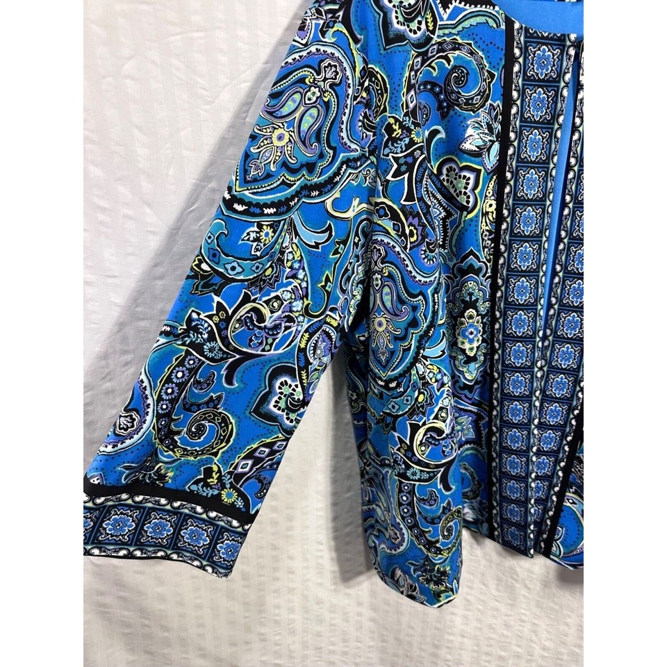 Joan Rivers Blue Open Front Jacket Top 2X Old Money Mature | eBay