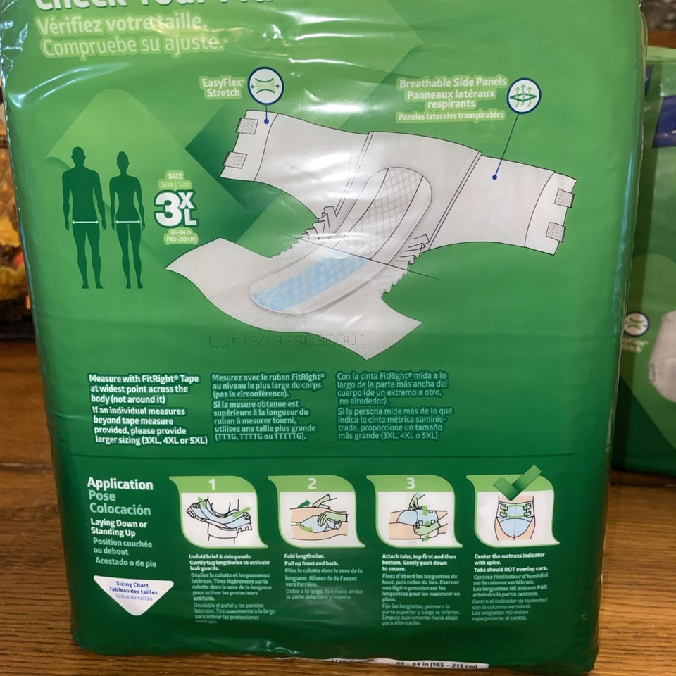 Fitright Fit Right Adult Diapers Briefs 3XL Lot Of 2 12 Count 24 Total ...