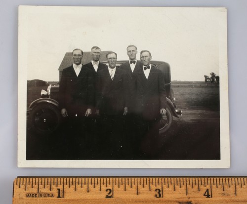 Vintage 1920s Photo Weird Odd Snapshot Five Serious Men Hide Their ...