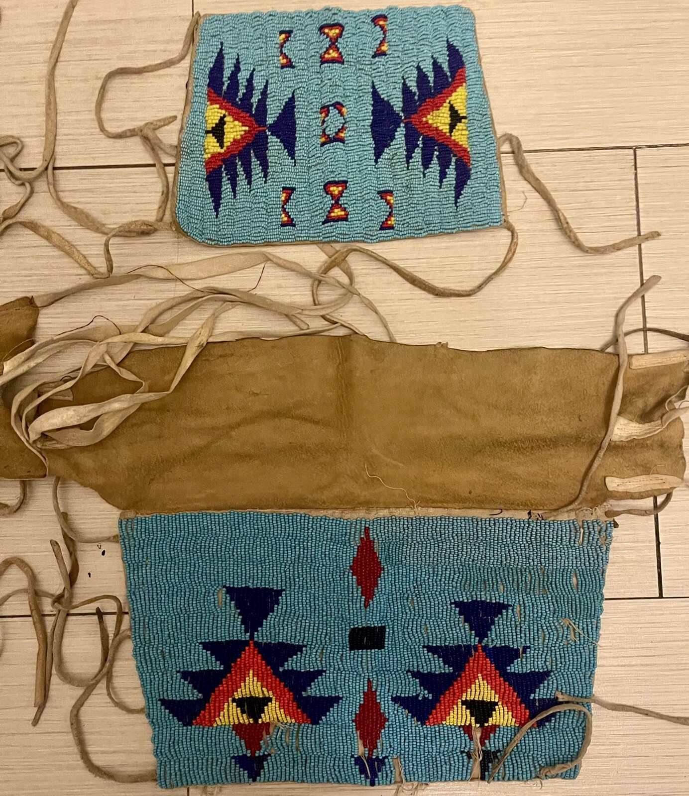 One of a kind Native American museum/ beaded arm cuffs/ ankle flaps ...
