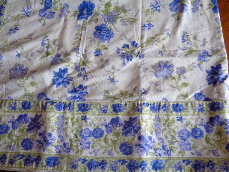 VINTAGE APRIL CORNELL TABLECLOTH LAVENDER GREEN FLORAL COTTON 48" X 69 ...
