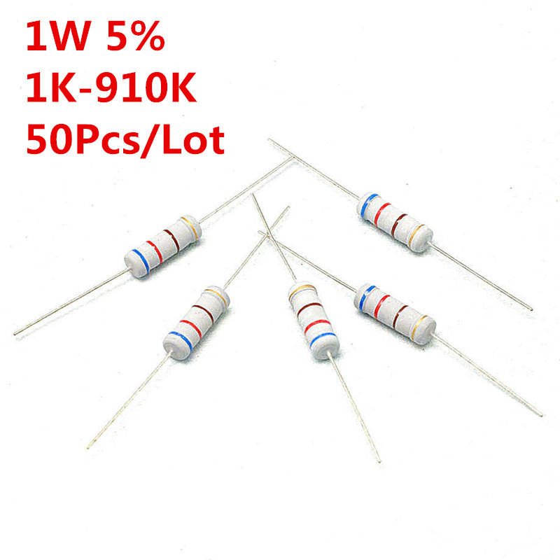 50Pcs 1W 1 Watt Carbon Film Resistor ±5% 1K -910K Ω Ohm 1 K - 910 K | eBay