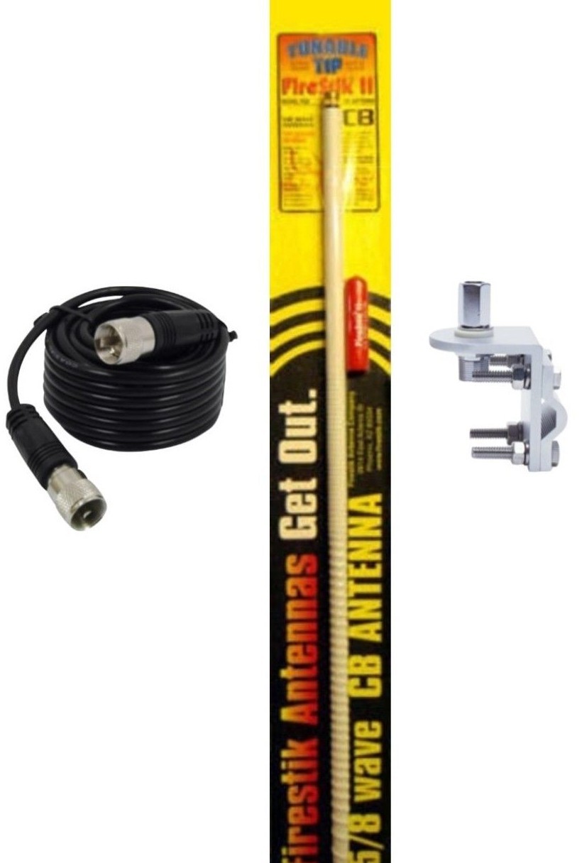 NEW FIRESTIK 2 FS4 W 4FT WHITE CB ANTENNA, 9FT COAX, MIRROR MOUNT | eBay