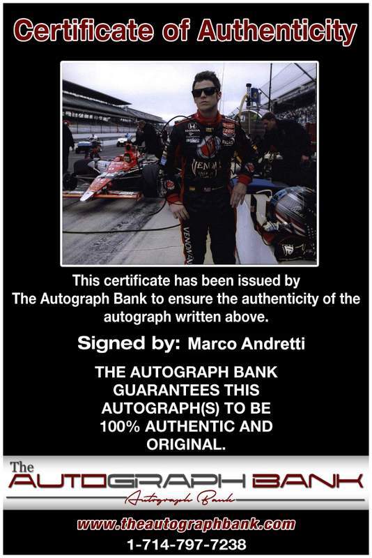 Marco Andretti signed IRL IndyCar Racing 8x10 photo W/Cert Autographed ...
